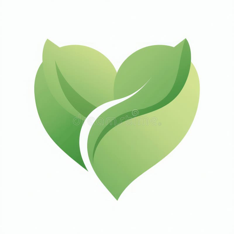 Abstract Heart-Shaped Leaf Symbol Isolated on a White Background Stock ...