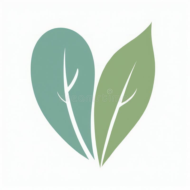 Abstract Heart-Shaped Leaf Symbol Isolated on a White Background Stock ...