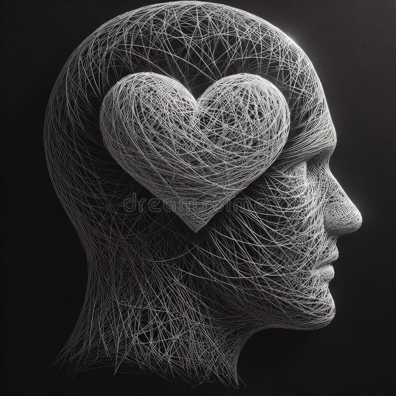 Abstract Heart-Shaped Mind Concept Stock Illustration - Illustration of ...