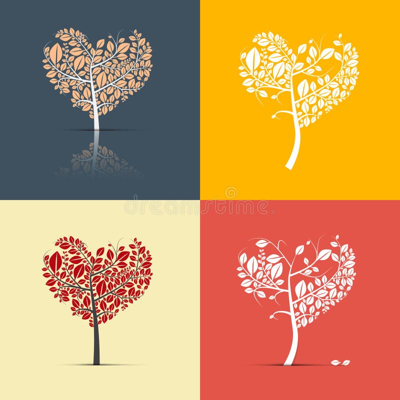 Abstract Trees In Heart Shape Stock Vector - Illustration of coloring ...