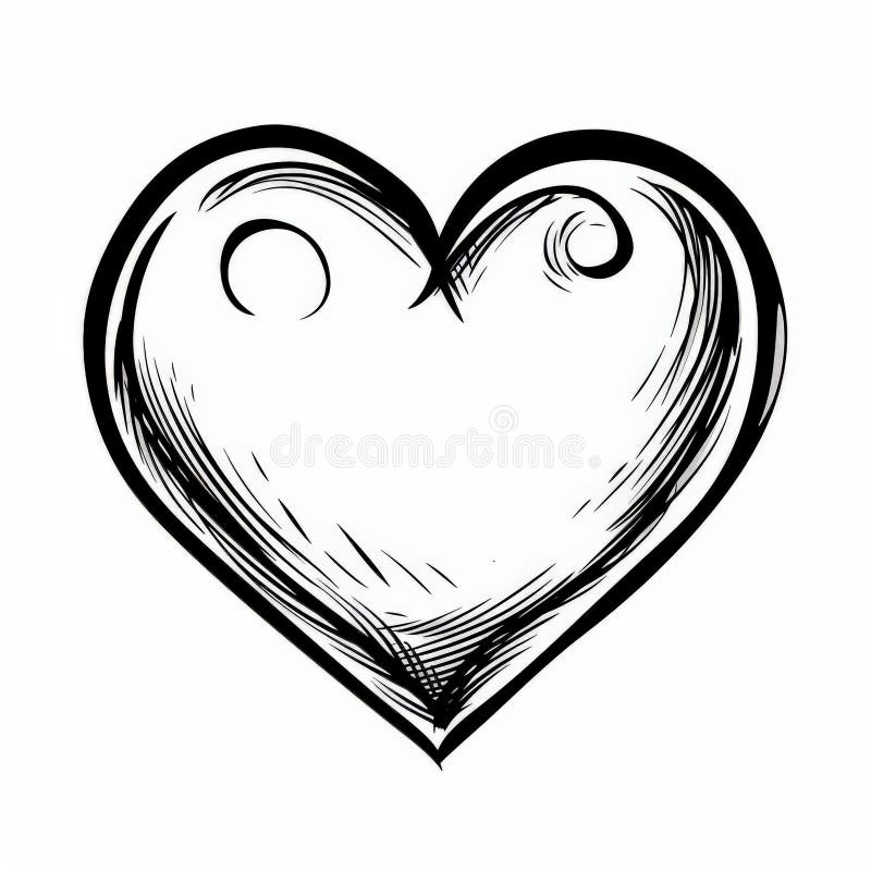 Abstract Heart Sketch stock illustration. Illustration of doodle ...