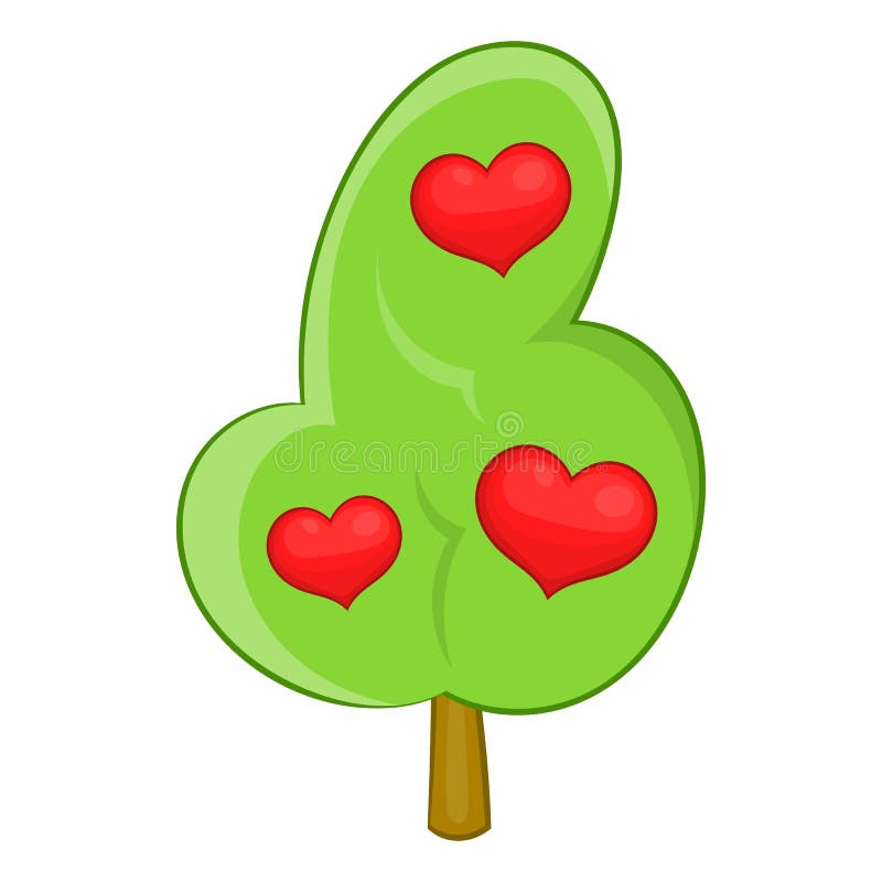 Abstract Heart Tree Icon, Cartoon Style Stock Vector - Illustration of ...