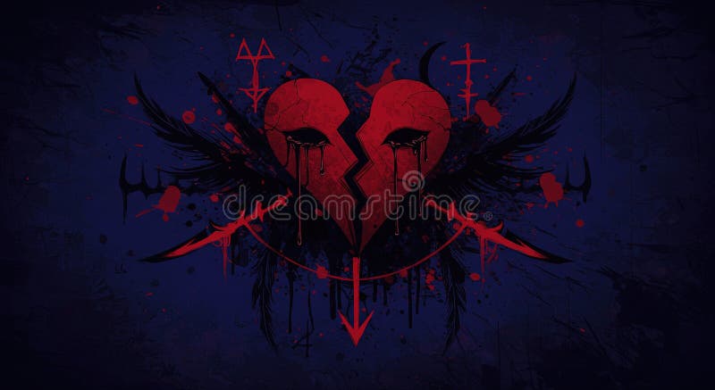 Gothic Heart With Wings