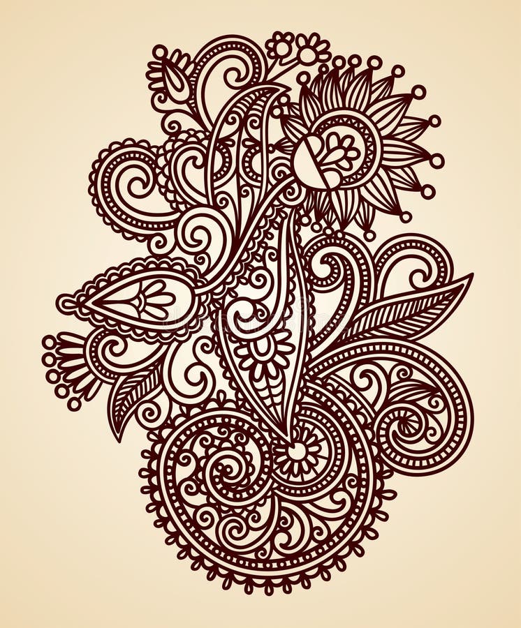 Abstract Henna Mendie Flowers Stock Vector - Illustration of retro ...