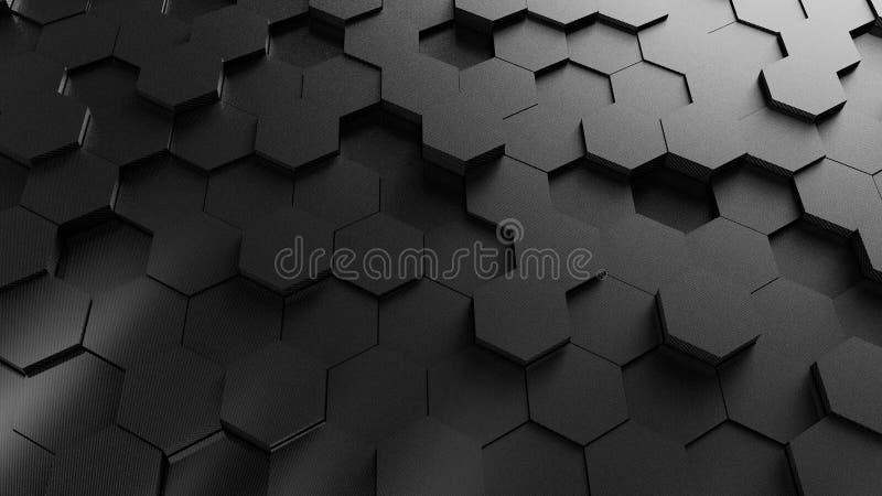 Abstract Hexagon Geometric Surface Loop. Dark Black Clean Minimal ...