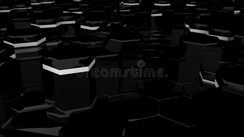 Abstract Hexagon Glossy Black Geometric Surface Loop, Random Motion Backgroun Stock Video ...