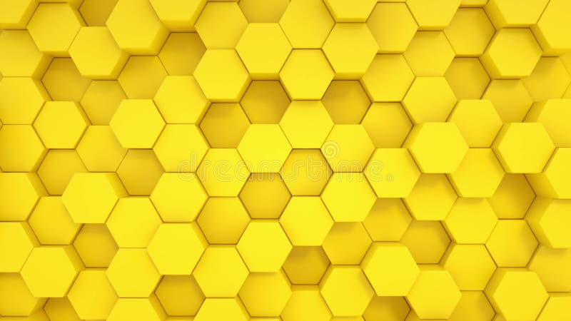 Abstract Hexagon Geometric Surface Loop, Minimal Yellow Hexagonal Grid Pattern Stock Footage ...