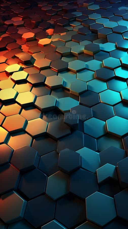 Abstract Hexagon Grid with Bright Futuristic Colors Stock Illustration ...