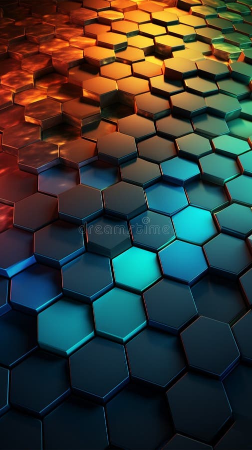 Abstract Hexagon Grid with Bright Futuristic Colors Stock Illustration ...