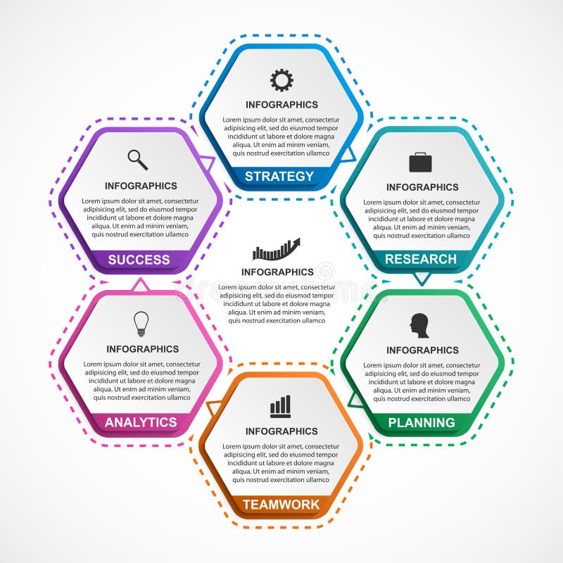 Abstract Hexagon Infographics Template. Stock Vector - Illustration of ...