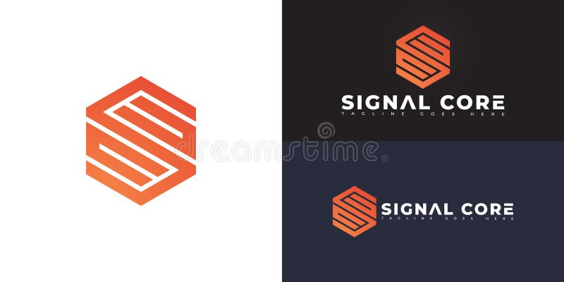 Abstract Hexagon Initial Letter SC or CS in Orange Color Isolated on ...