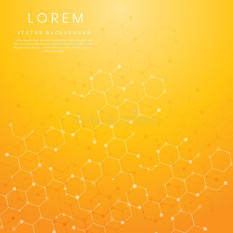 Abstract Hexagon Lines Pattern on Yellow Background. Medical and ...