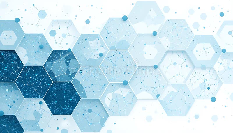 Abstract Hexagon Network: Cool Blue Geometric Design Stock Illustration ...