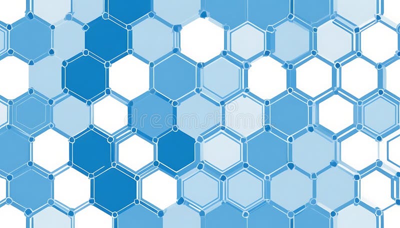 Abstract Hexagon Network: Cool Blue Geometric Pattern Stock ...