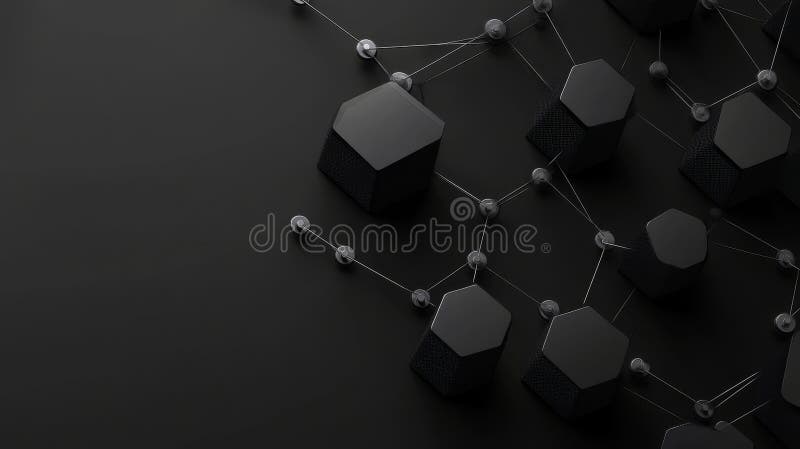 Abstract Hexagon Network Dark Geometric Shapes Connected Network ...