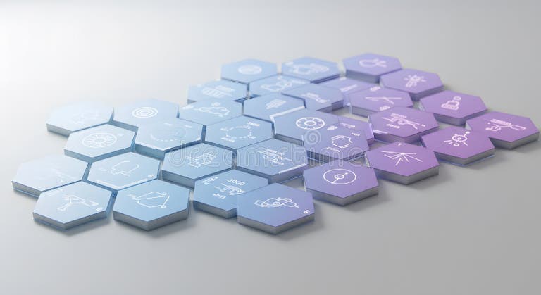 Abstract Hexagon Network Futuristic Technology Digital Data Visualization System Interface Stock ...