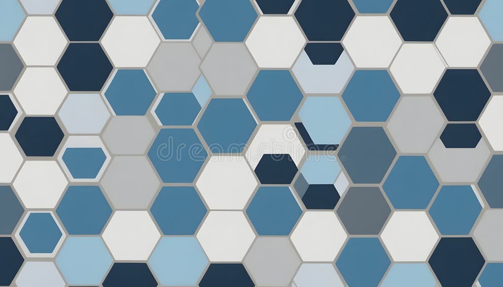 Abstract Hexagon Pattern Background in Blue and Gray Tones Seamless Design Stock Illustration ...
