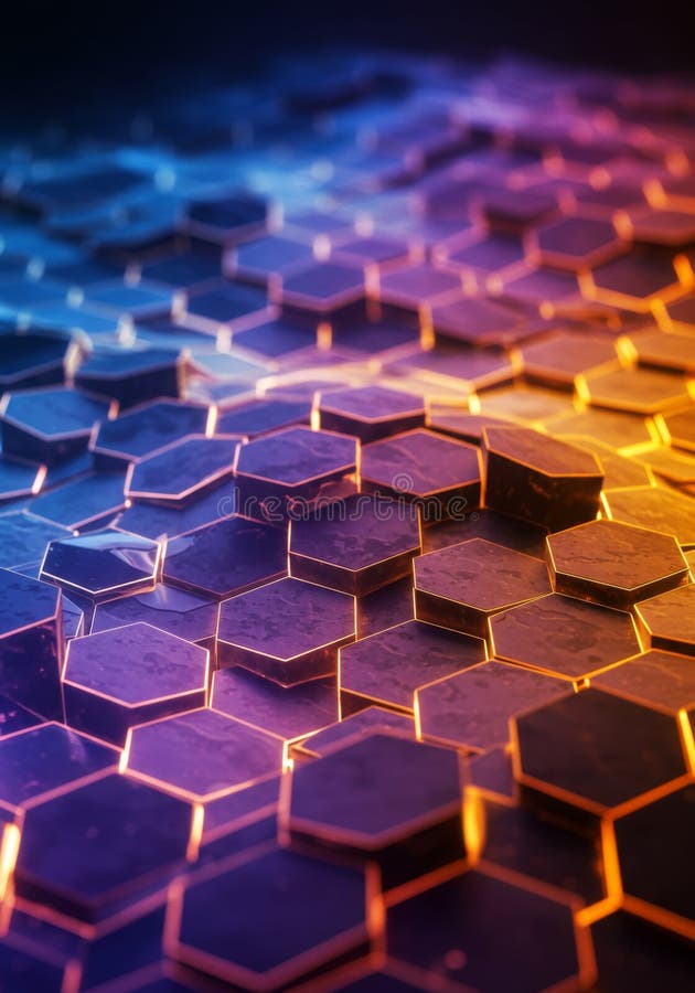 Abstract Hexagon Pattern Background: Blue Purple Orange Gradient Stock ...