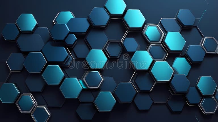 Abstract Hexagon Pattern Background with Blue and Teal Colors for ...