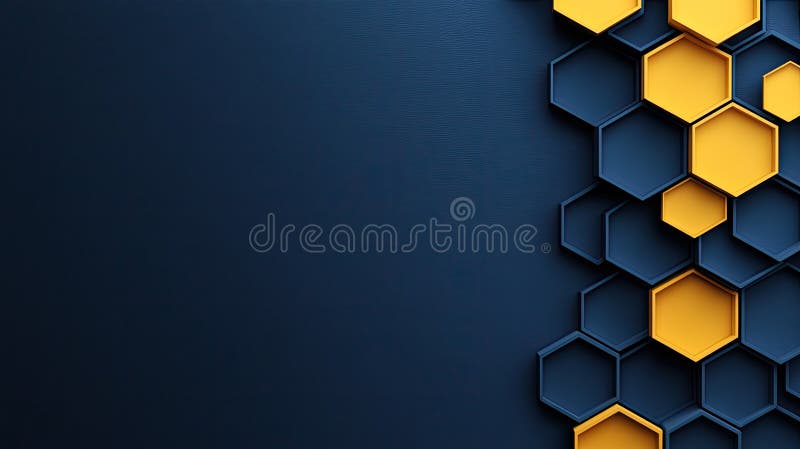 Abstract Hexagon Pattern: Navy Blue and Gold Geometric Background Stock ...