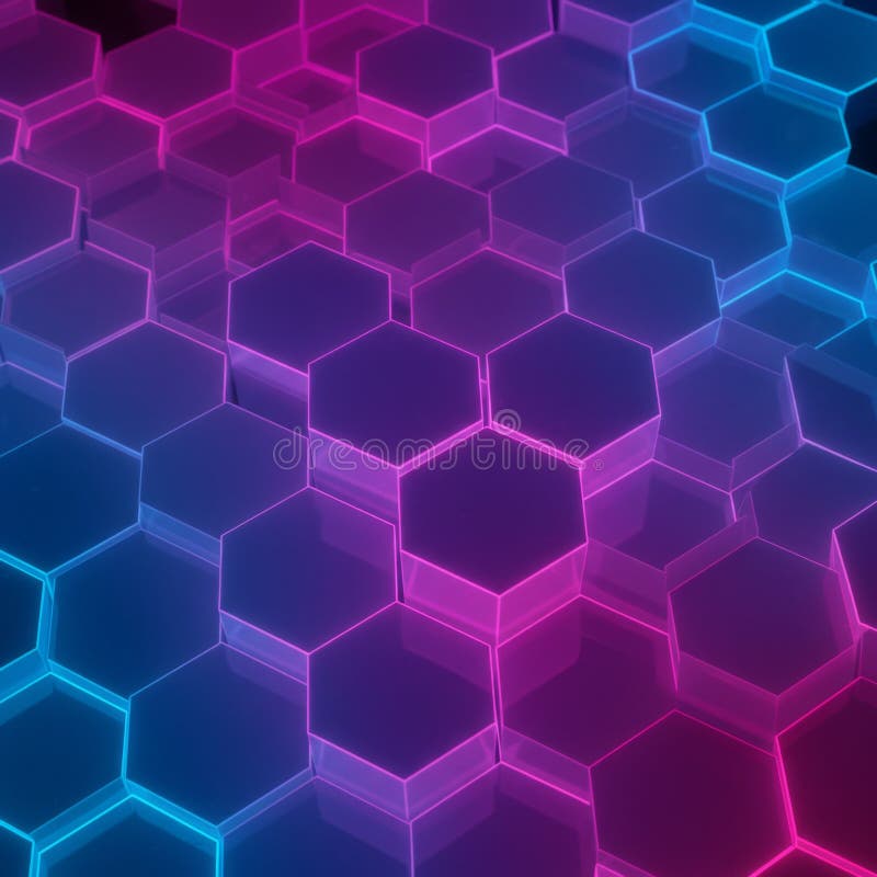 Abstract Hexagon Pattern Background with Neon Gradient Stock ...