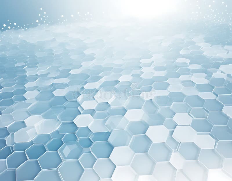 Abstract Hexagon Pattern Blue White Background Digital Art Stock ...