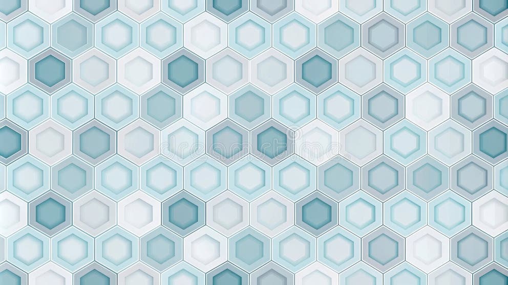 Abstract Hexagon Pattern Cool Blue and White Geometric Design ...