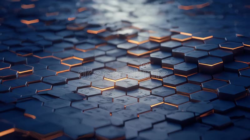 Abstract Hexagon Pattern with Geometric Cell Structure in Dark Blue and ...