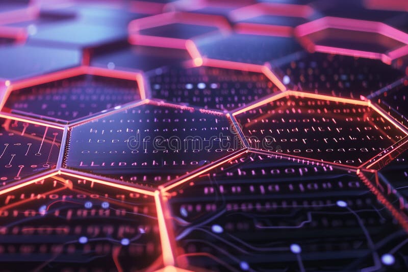 Abstract Hexagon Pattern with Glowing Edges Stock Illustration ...