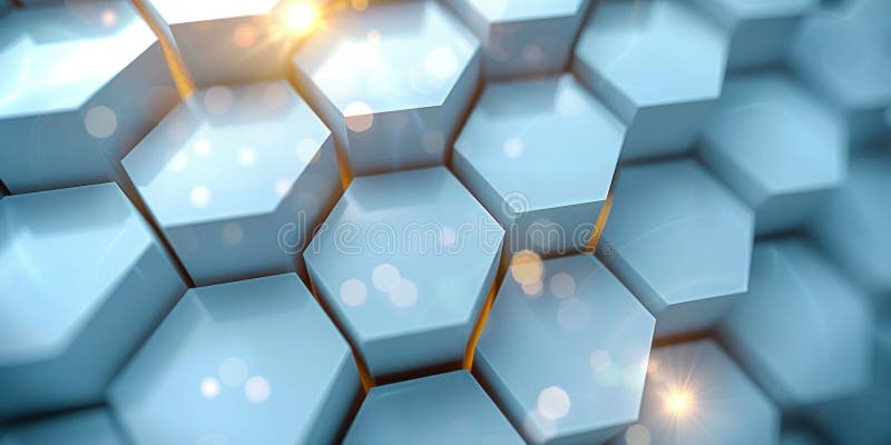 Abstract Hexagon Pattern with Glowing Lights Stock Illustration ...