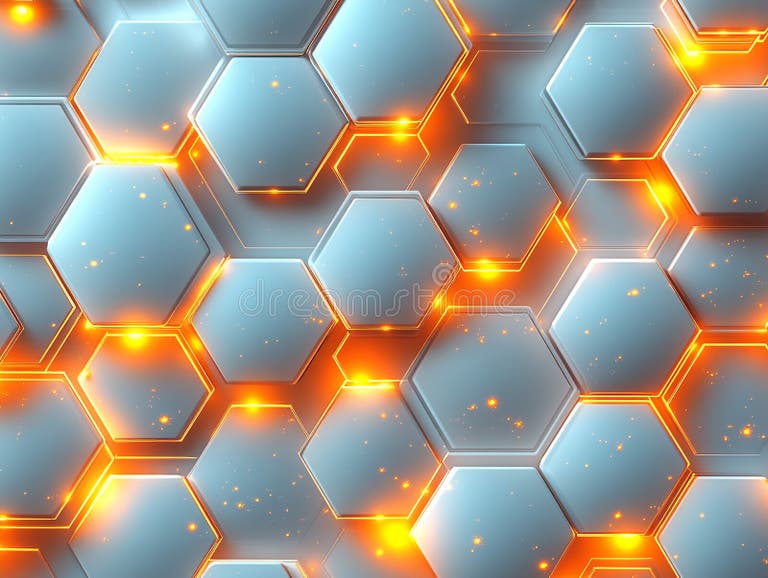 Abstract Hexagon Pattern Glowing Orange Tech Background Futuristic ...