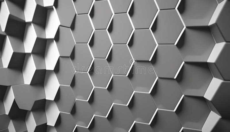 Abstract Hexagon Pattern: Gray and White 3D Geometric Design Stock ...