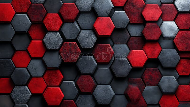 Abstract Hexagon Pattern Red and Gray Design Stock Illustration ...