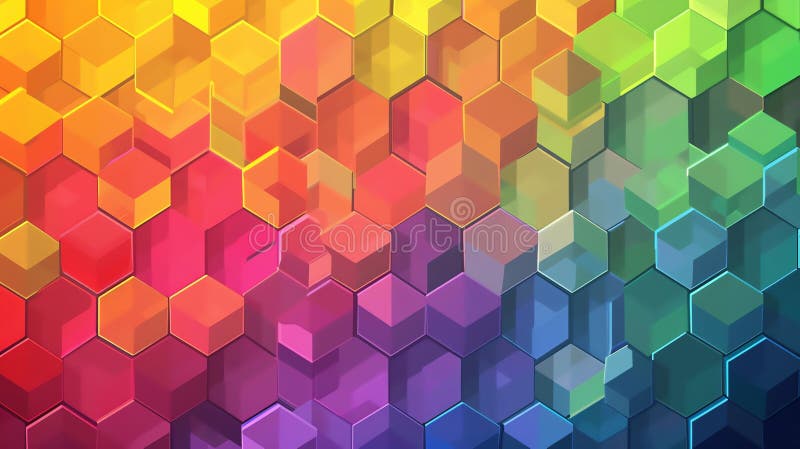 Abstract Hexagon Pattern Transitions through Rainbow Hues, Creating a ...