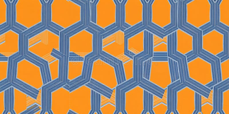Abstract Hexagon Pattern in Vibrant Orange and Blue Stock Illustration - Illustration of bold ...