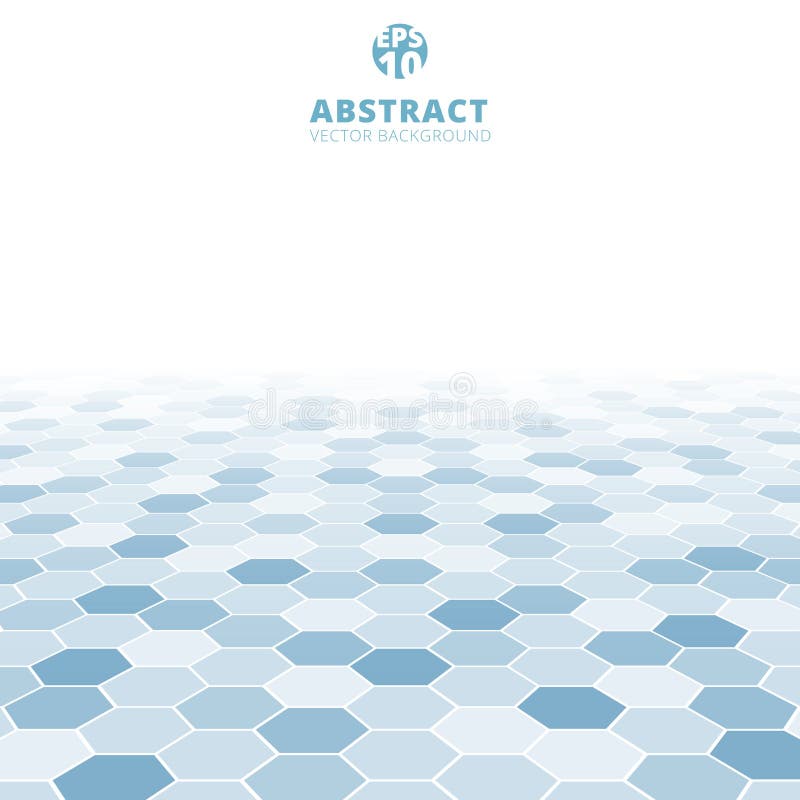 Abstract Hexagon Perspective Pattern White And Blue Color Background ...