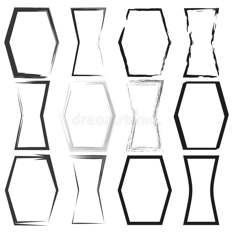 Abstract Hexagon Shapes. Distorted Hexagon Outlines. Geometric Form ...