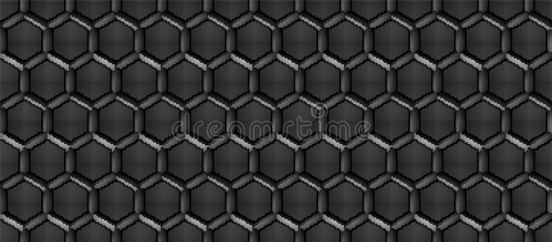 Abstract Hexagon Structure Dark Geometric Background Pixel Art Style ...