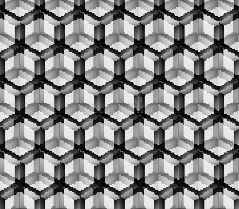 Abstract Hexagon Structure White Geometric Background Pixel Art Style ...