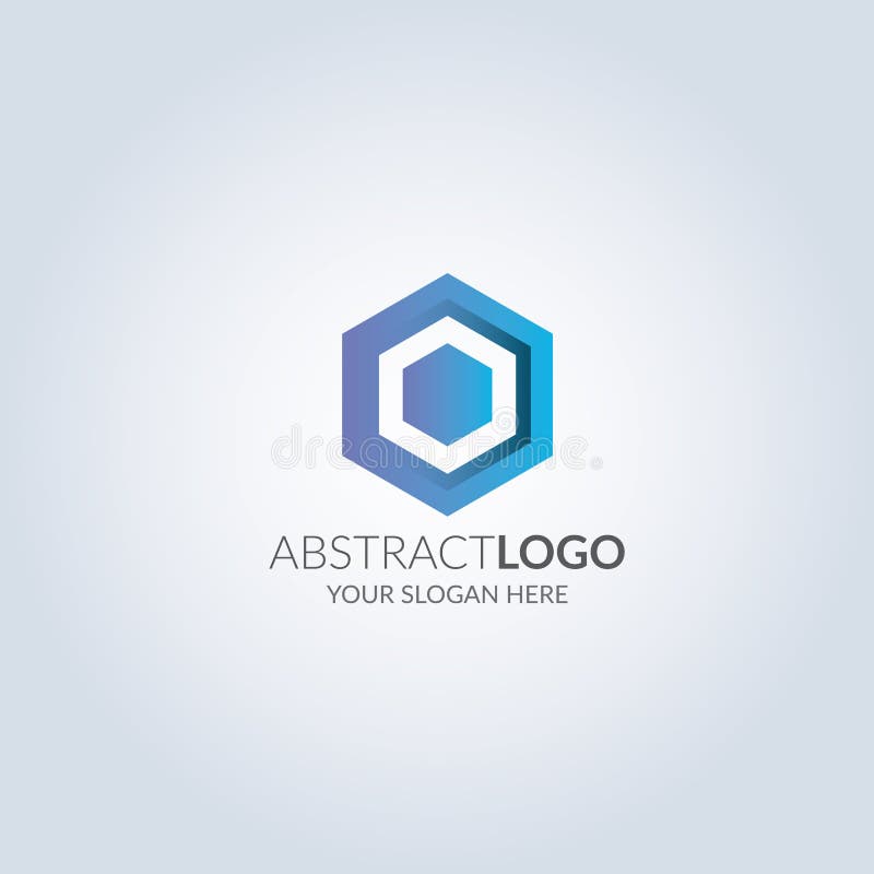 Abstract Hexagon Symbol Logo in Blue Color Gradient Color. Template for ...