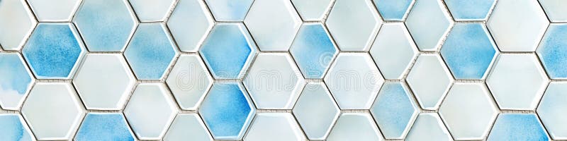 Abstract Hexagon Tile Pattern Blue White High Quality Image Stock ...