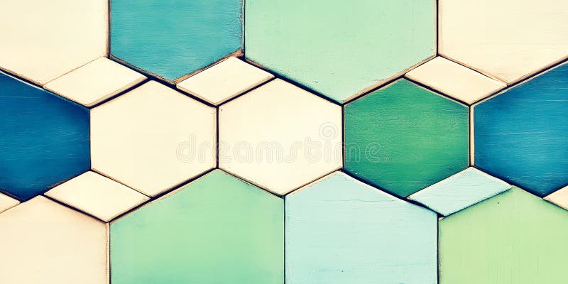 Abstract Hexagon Tile Pattern Teal Green Cream Wall Texture Stock ...
