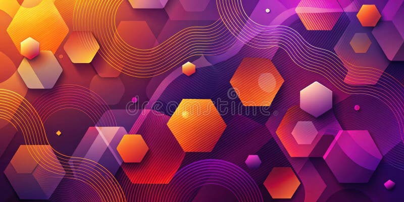 Abstract Hexagon and Wave Pattern Design with Vibrant Gradient Colors ...