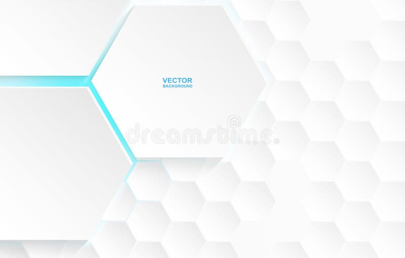 Abstract. Hexagon White Background , Blue Light and Shadow Stock Vector ...