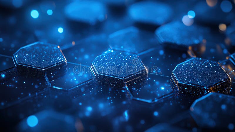 Abstract Hexagonal Blue Glowing Structure with Particles Stock ...