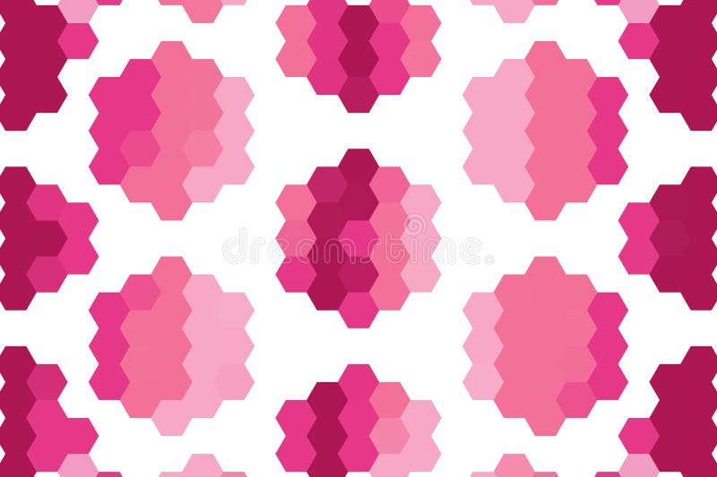 Abstract Hexagonal Cluster Pattern in Dark Pink with Geometric Hexagon ...