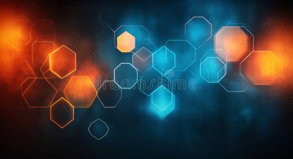 In the Abstract Hexagonal Design, an Artistic Arrangement of Glowing ...