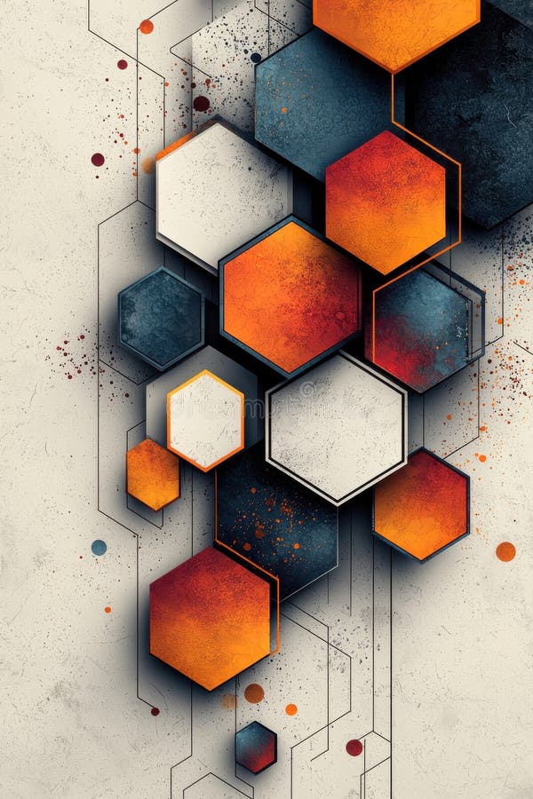 Abstract Hexagonal Design with Vibrant Colors and a Geometric Pattern ...