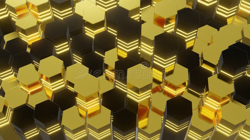 Abstract Hexagonal Future Gold Background. Modern Wallpaper Digital ...