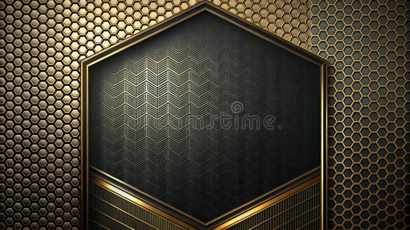 Abstract Hexagonal Gold and Black Geometric Design with Embossed ...